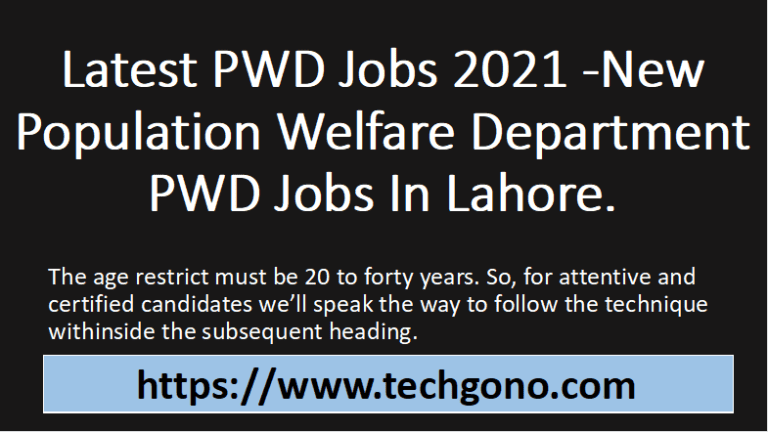 Latest PWD Jobs 2021 -New Population Welfare Department PWD Jobs In ...
